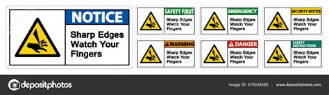 Sharp Edges Watch Your Fingers Symbol Sign Isolate White Background