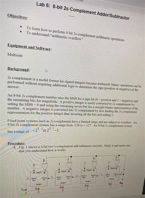solved lab 6 8 bit 2s complement adder subtractor