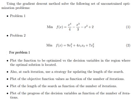 solved using the gradient descent method solve the following