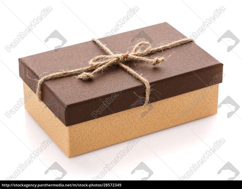 Karton auf weißem Grund Geschenkbox mit Sackband Lizenzfreies Bild