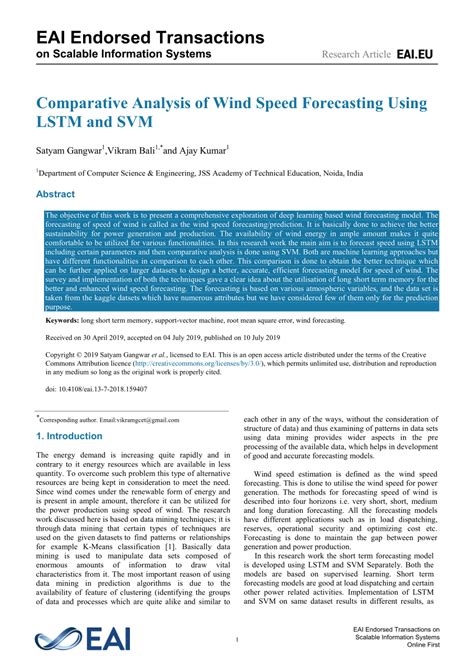 pdf comparative analysis of wind speed forecasting using lstm and svm my xxx hot girl