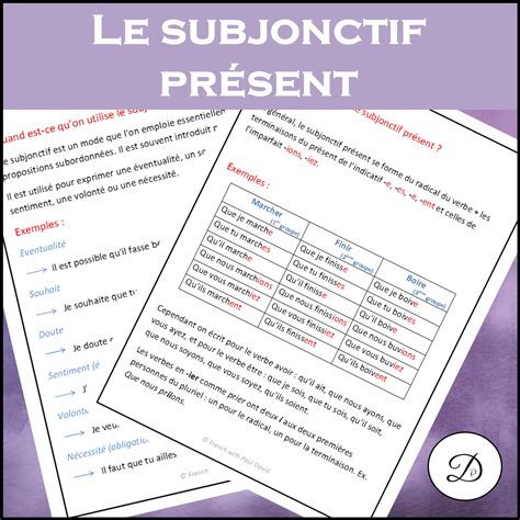 Le subjonctif présent Exercices corrigés