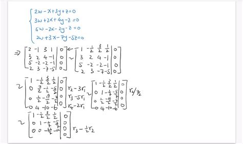 solved use gaussian elimination to find the complete solution to each system of equations or