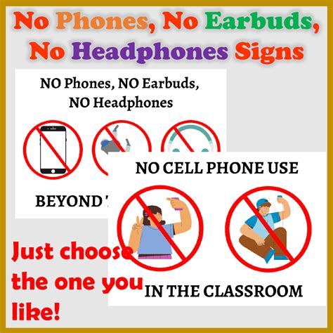 Classroom Posters No Phones No Earbuds No Headphones Made By