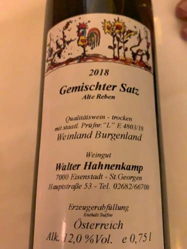 Walter Hahnenkamp Alte Reben Vivino Australia