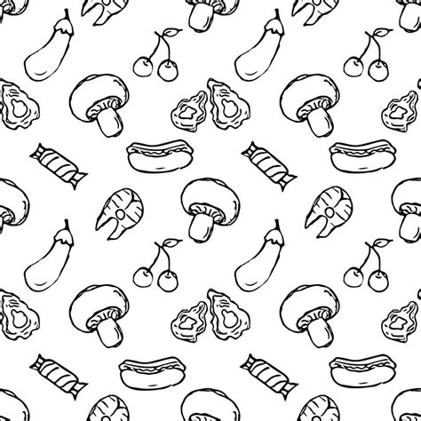 desatado Comida padronizar rabisco vetor Comida ilustração desenhado
