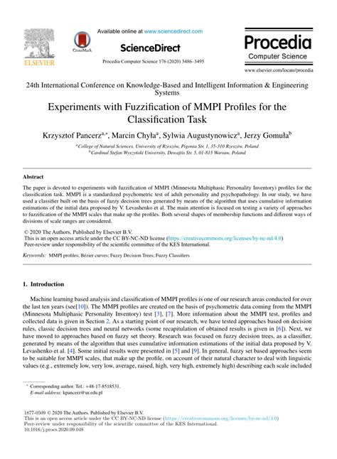 pdf experiments with fuzzification of mmpi profiles for the classification task