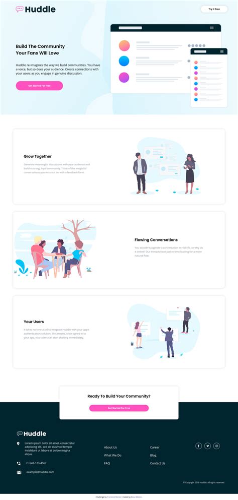 Frontend Mentor Responsive Huddle Landing Page Using Flexbox Coding