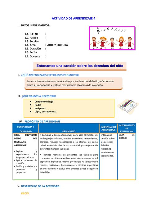 D3 A3 Sesion Entonamos una canción sobre los derechos del niño
