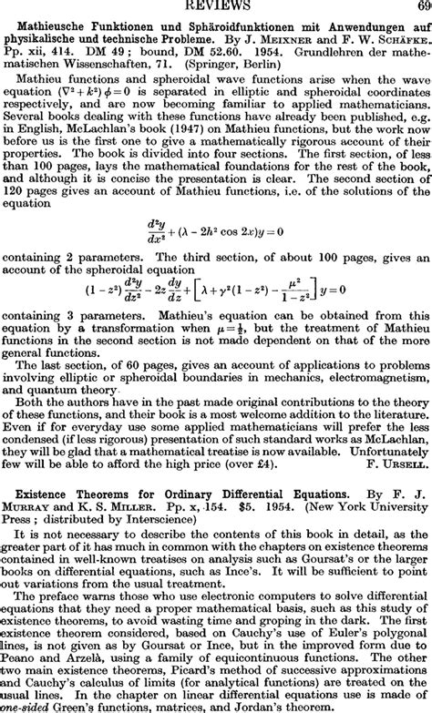 existence theorems for ordinary differential equations by f j murray and k s miller pp x