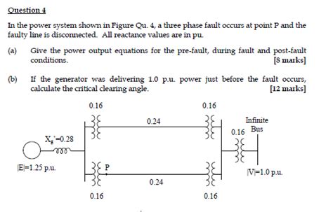 solved question 4 in the power system shown in figure qu 4