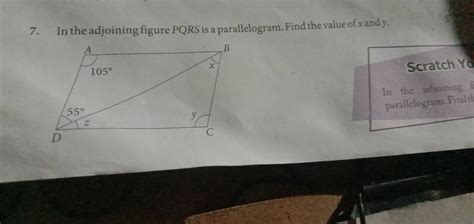 In The Adjoining Figure Pqrs Is A Parallelogram Find The Value Of X A