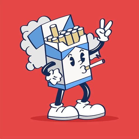 Un Personaje De Dibujos Animados Fumar Cigarrillos Y Pose De Paz Dibujo