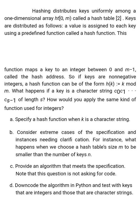 solved hashing distributes keys uniformly among a