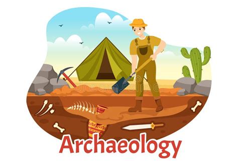 Ilustração Arqueológica Escavação Arqueológica De Artefatos De