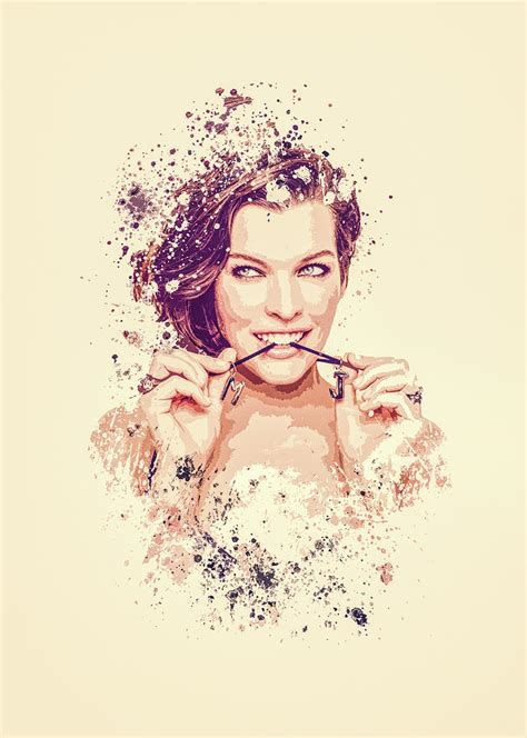 Milla Jovovich Splatter Painting Painting By Milani P Pixels