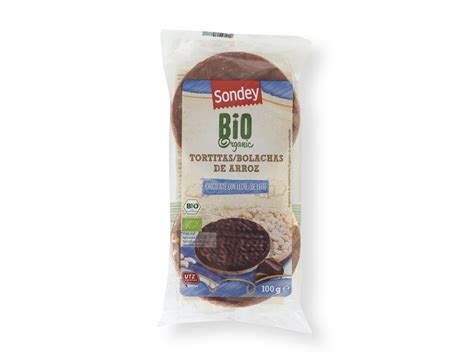 Sondey R Tortitas de arroz ecológicas cubiertas de chocolate Lidl