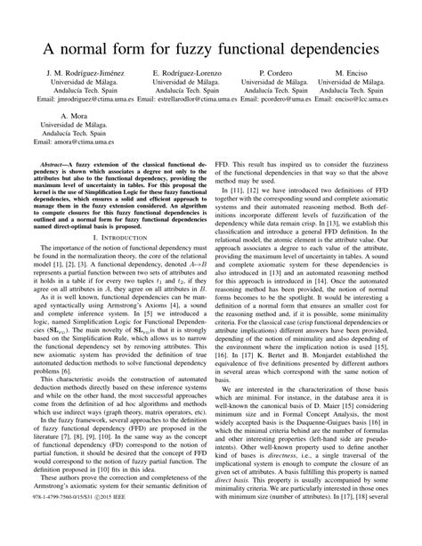 pdf a normal form for fuzzy functional dependencies