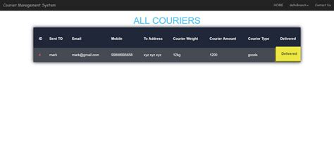 courier management php project with mysql