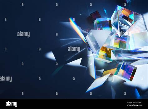 Geometric Figures Prisms With Light Diffraction Of Spectrum Colors And