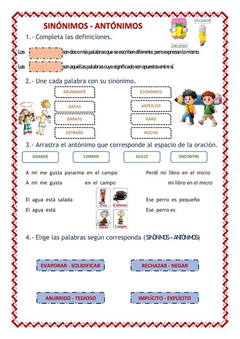 Aquí os dejo estas fichas para repasar los sinónimos y antónimos en 3º