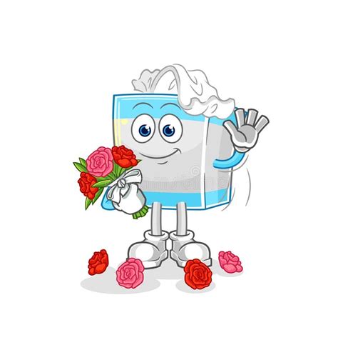 Caja De Tejidos Con Mascota De Ramo Vector De Dibujos Animados