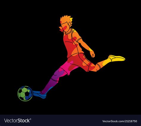 Soccer Player Shooting A Ball Action Royalty Free Vector
