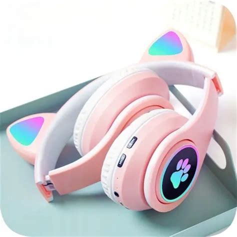 Słuchawki dla dzieci Kocie uszy bezprzewodowe Kotki LED RGB nauszne