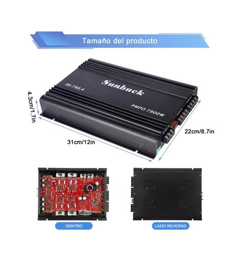 Amplificador De Audio Para Auto 4 Canales Sunbuck 7900w Negro Coppel