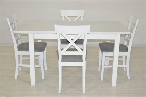 4 krzesła stół rozkładany do kuchni jadalni biały 7130236466