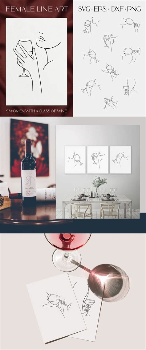 Line Art Woman With Wine Glass Svg Clipart Wine Svg Clipart Etsy