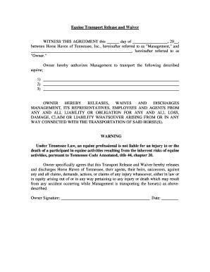 Fillable Online Equine Transport Release And Waiver Changed Doc Fax