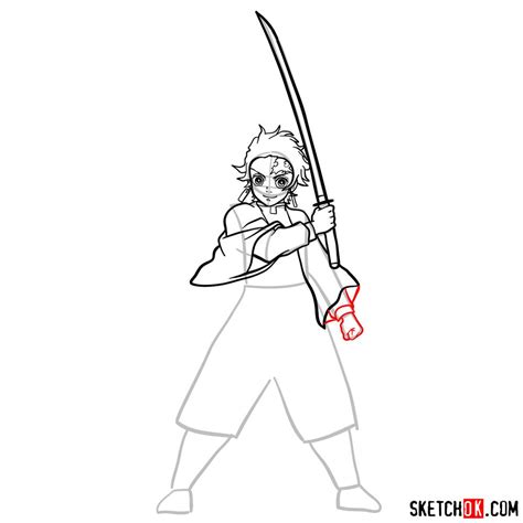 How To Draw Tanjiro Kamado Demon Slayer Sketchok Easy Drawing Guides