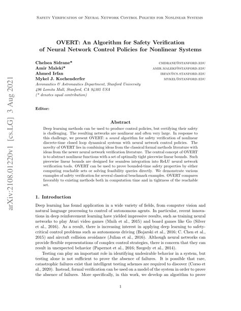 pdf overt an algorithm for safety verification of neural network control policies for