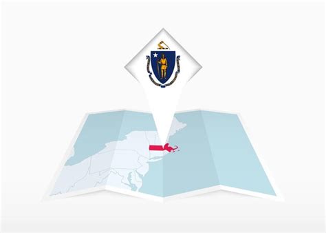 Premium Vector Massachusetts Is Depicted On A Folded Paper Map And