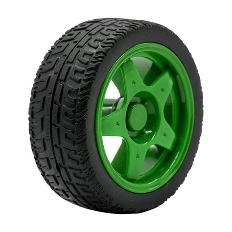 Roda Pneu de Borracha 68mm Carrinho Robô Motor DC Verde