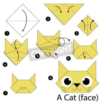 Naklejka instrukcje krok po kroku Jak zrobić origami kota na wymiar