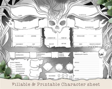 D D Character Sheet Warlock Custom Character Sheets Fillable And