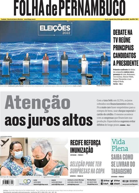 Capa Folha De Pernambuco Segunda 3 De Fevereiro De 2020