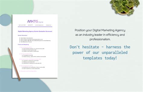 Digital Marketing Agency Vendor Evaluation Scorecard Template In Pdf