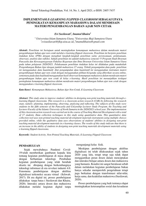 pdf implementasi e learning flipped classroom sebagai upaya peningkatan kemampuan mahasiswa