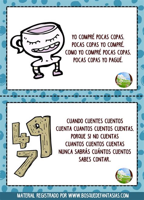Fichas de TRABALENGUAS para niños en PDF gratuito