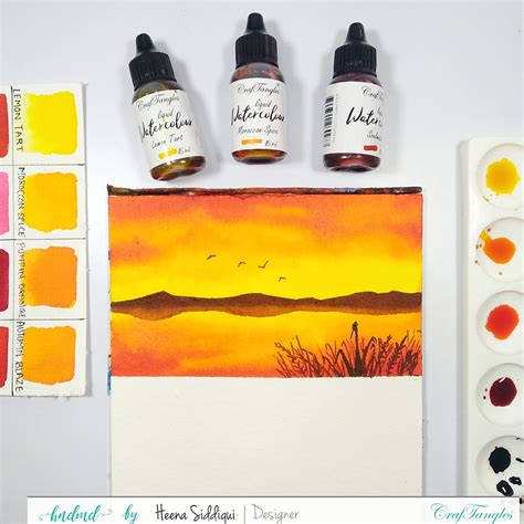 Sunset Using Craftangles Liquid Watercolor HNDMD Blog