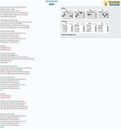 Chord No Promises Tab Song Lyric Sheet Guitar Ukulele Chords Vip