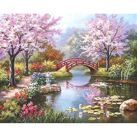 YEESAM ART Peinture Par Numero Adulte Fleurs De Cerisier Peinture