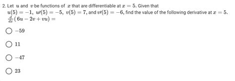 solved 2 let u and v be functions of ï that are