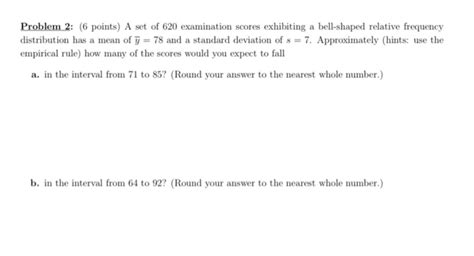 solved problem 2 6 points a set of 620 examination scores