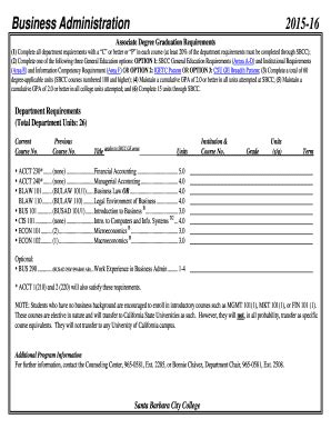 Fillable Online Sbcc Business Administration 2015 16 Sbcc Fax Email