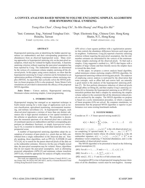 pdf convex analysis based minimum volume enclosing simplex algorithm for hyperspectral unmixing