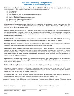 Fillable Online Losrios Mandated Reporter Statement Form Los Rios